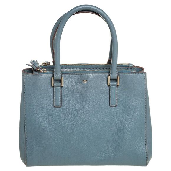 Anya Hindmarch | Bags | Anya Hindmarch Stone Blue Leather Double Zip ...